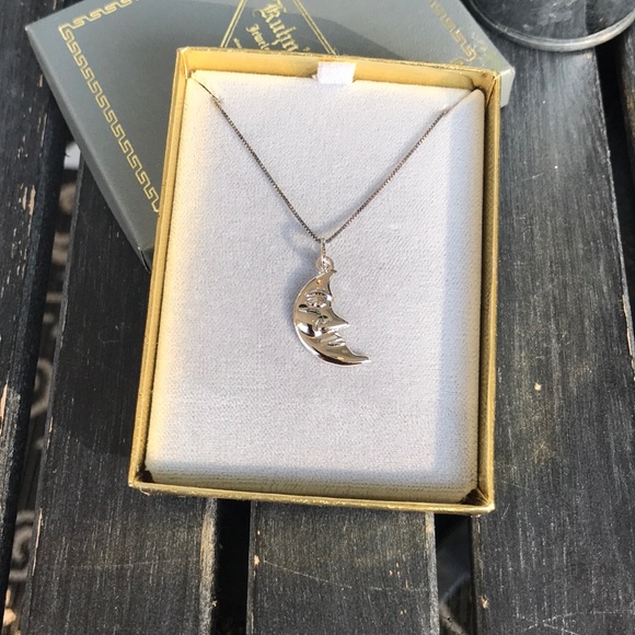 Jewelry | Sterling Silver Moon Pendant On Box Chain | Poshmark